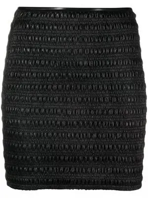 Nanushka Ceara Smocked Faux Leather Mini Skirt - Black