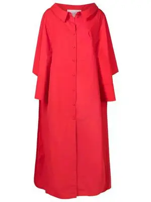 Valentino Garavani Cotton Maxi Dress With Cape Detail - Red