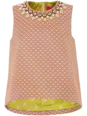 La DoubleJ La Scala Embroidered Jacquard Top - Pink