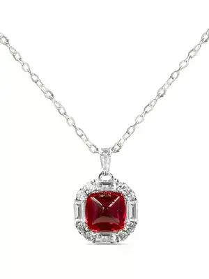 JUWELINA PARIS Sugarloaf Ruby Pavé-set Gemstone Necklace - Silver