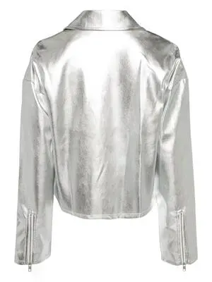 Staud Lennox Metallic-effect Jacket - Silver