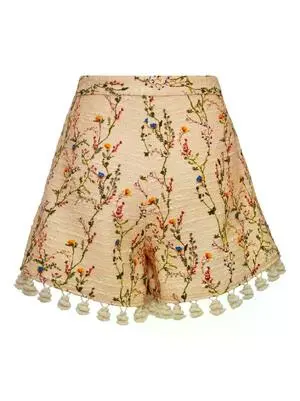 La DoubleJ Floral-embroidered Shorts