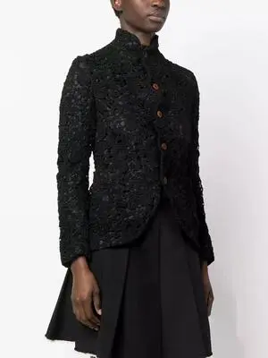 Comme Des Garçons Floral-embroidered Button-up Jacket