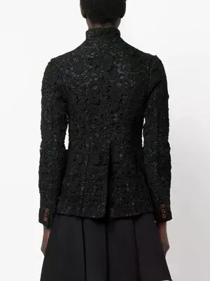 Comme Des Garçons Floral-embroidered Button-up Jacket