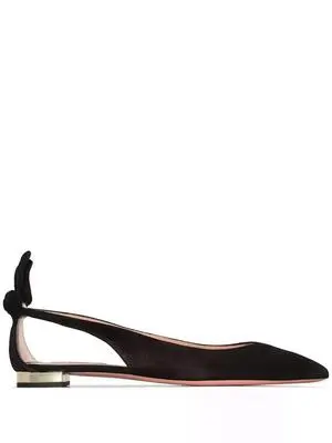AQUAZZURA Bow Tie Ballerina Flats - Black