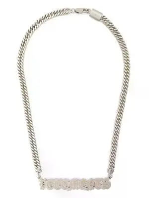 Vetements Gothic Logo Plaque Necklace - Silver