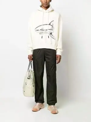 Palm Angels Organic Cotton Shark Print Hoodie