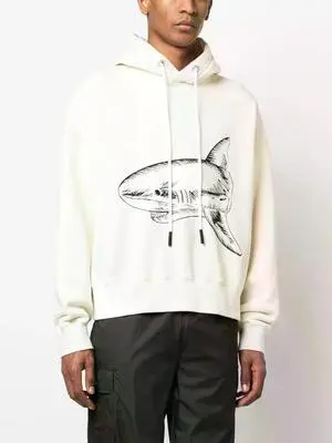 Palm Angels Organic Cotton Shark Print Hoodie