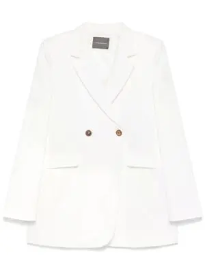 Lorena Antoniazzi Herrington Pattern Double-breasted Blazer - White