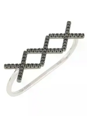 ALINKA 18kt White Gold Katia Trio Ring With Black Diamonds