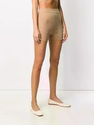 Cashmere In Love Alexa Ribbed-knit Biker Shorts - Neutrals