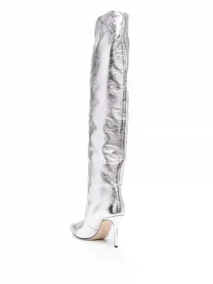 SCAROSSO X Brian Atwood Carra Knee-high Metallic-effect Stiletto Boots
