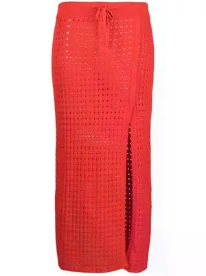 Cashmere In Love Mona Crochet-knit Midi Skirt - Red