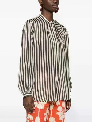 DIEGA Striped Band Collar Shirt