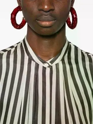 DIEGA Striped Band Collar Shirt