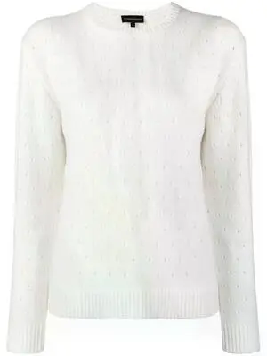 Cashmere In Love Ivory Perforated Pattern Jumper
