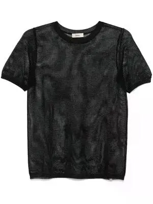 Herno Open-knit T-shirt With Lurex Detailing - Black