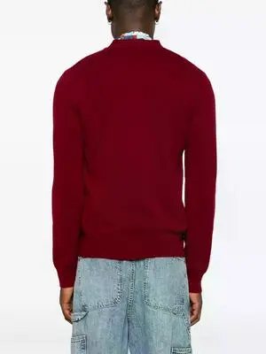 Play Comme Des Garcon V-neck Wool Cardigan With Heart Patch - Red