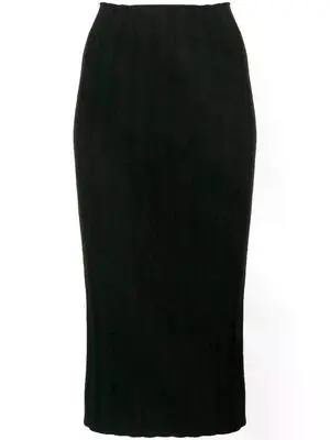 Cashmere In Love Ribbed Knit Midi Skirt - Black