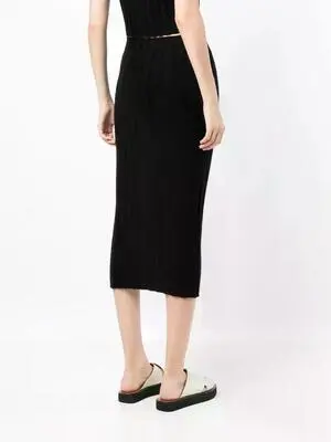 Cashmere In Love Ribbed Knit Midi Skirt - Black