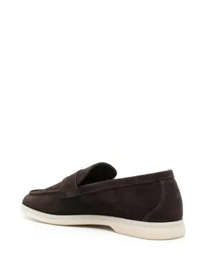 SCAROSSO Suede Penny Loafers - Brown