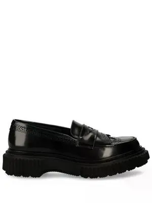 ADIEU PARIS Patent Leather Loafers With Decorative Stitching