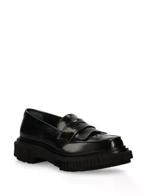 ADIEU PARIS Patent Leather Loafers With Decorative Stitching