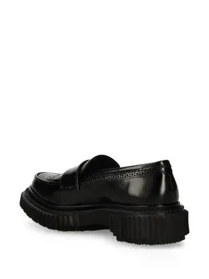 ADIEU PARIS Patent Leather Loafers With Decorative Stitching