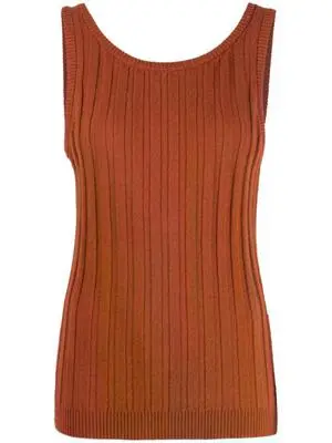 Cashmere In Love Mara Ribbed-knit Tank Top - Brown