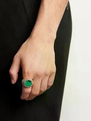 Emanuele Bicocchi Arabesque Malachite Ring - Silver