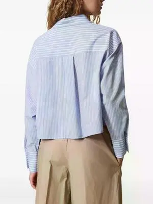 TWINSET Striped Cropped Shirt With Button Fastening And Chest Pockets