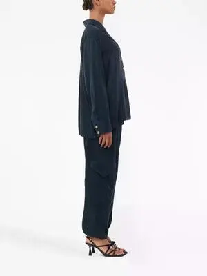 GANNI Drawstring Satin High-waisted Trousers