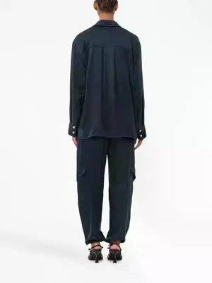 GANNI Drawstring Satin High-waisted Trousers