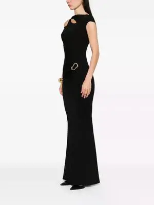 MOOS STUDIO Asymmetric Neck Maxi Dress With Cut-out Detail