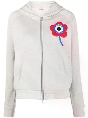 Kenzo Logo-print Zip-up Hoodie - Neutrals