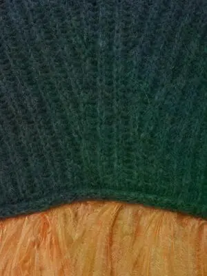 La DoubleJ High-neck Feather-trimmed Jumper - Green