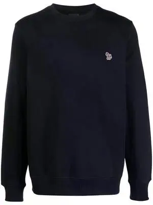 Paul Smith Zebra-patch Organic Cotton Sweatshirt - Blue