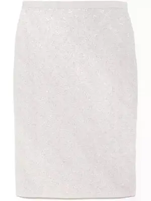Casablanca Crystal Monogram Knitted Skirt - Grey