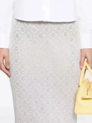 Casablanca Crystal Monogram Knitted Skirt