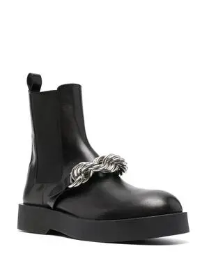 JIL SANDER Chain-link Leather Chelsea Boots