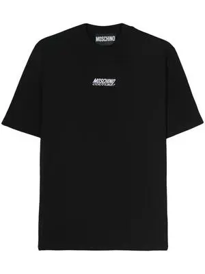 Moschino Logo-embroidered Cotton T-shirt - Black