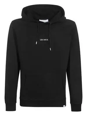 LES DEUX Logo-embroidered Hoodie - Black