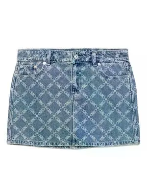 Michael Kors Monogram Print Denim Mini Skirt - Blue