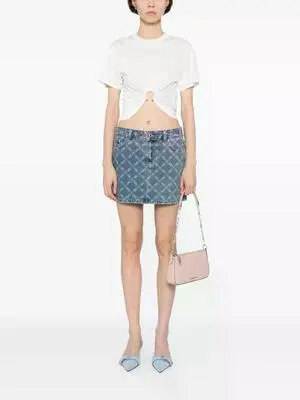 Michael Kors Monogram Print Denim Mini Skirt