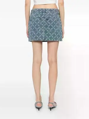 Michael Kors Monogram Print Denim Mini Skirt