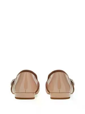 FERRAGAMO Vara Patent-leather Chain-loafers - Neutrals