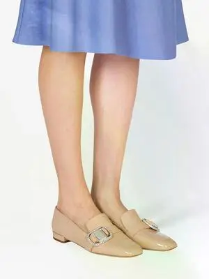 FERRAGAMO Vara Patent-leather Chain-loafers - Neutrals