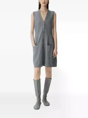 JNBY V-neck Sleeveless Knitted Button-up Dress - Grey