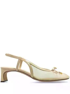 ODISSI 45mm Leather Slingback Pumps With Bow Detailing