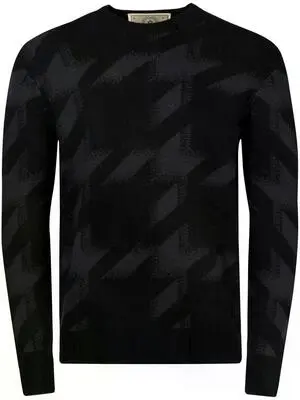 Perfect Moment Houndstooth Merino Wool Sweater - Black